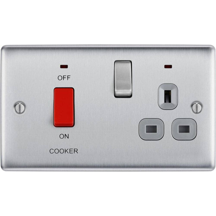BG Nexus Metal Brushed Steel Cooker Switch with 13A Socket NBS70G ...
