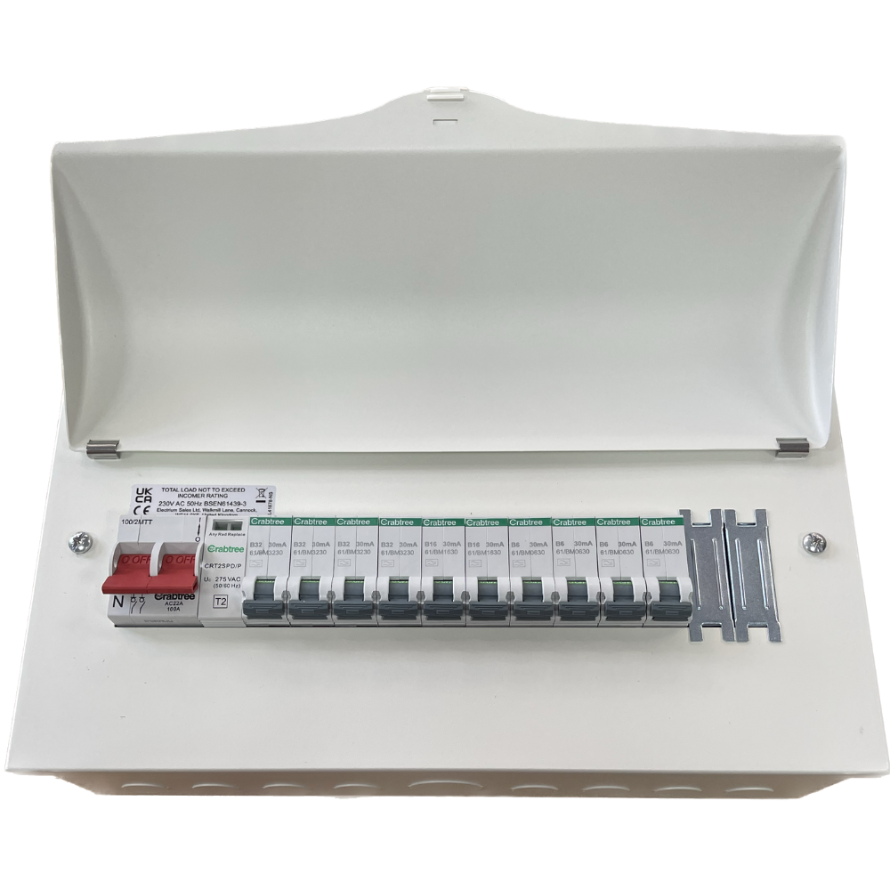Crabtree Starbreaker 12 Way Metal Clad Consumer Unit with SPD & 10 RCB ...