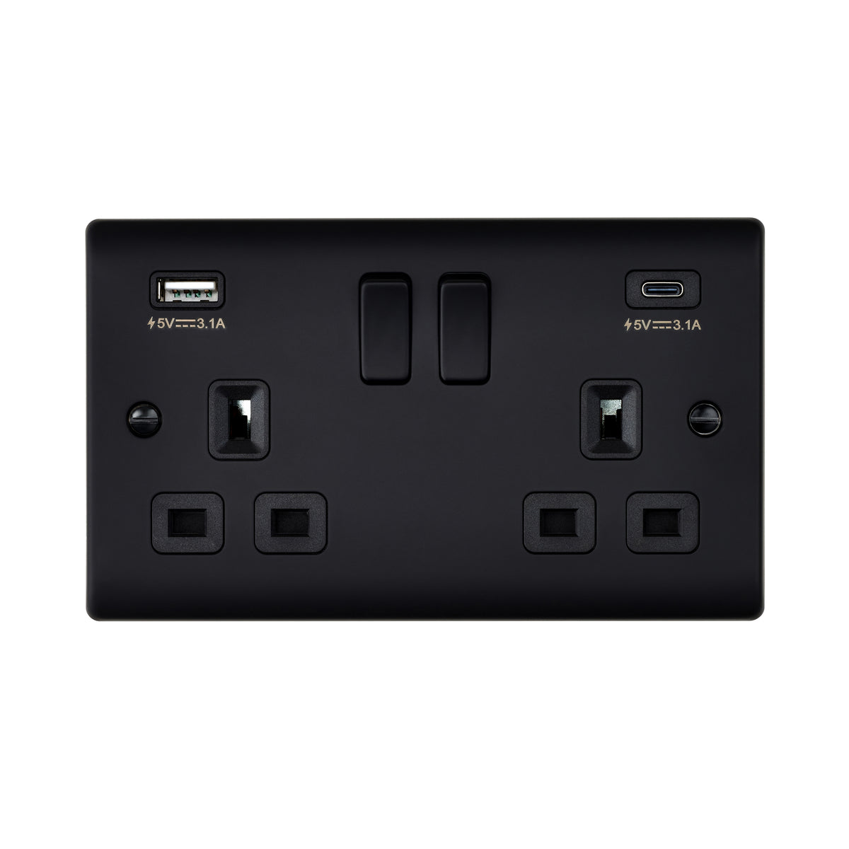 Saxby Raised Screwed 13A 2G DP Switched Socket with 45W USB A+C - Matt ...