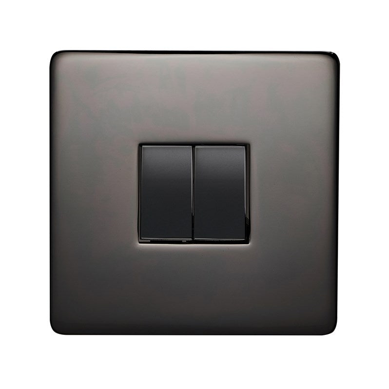 Crabtree Platinum black nickel 2 Gang Light Switch 7172/bkn