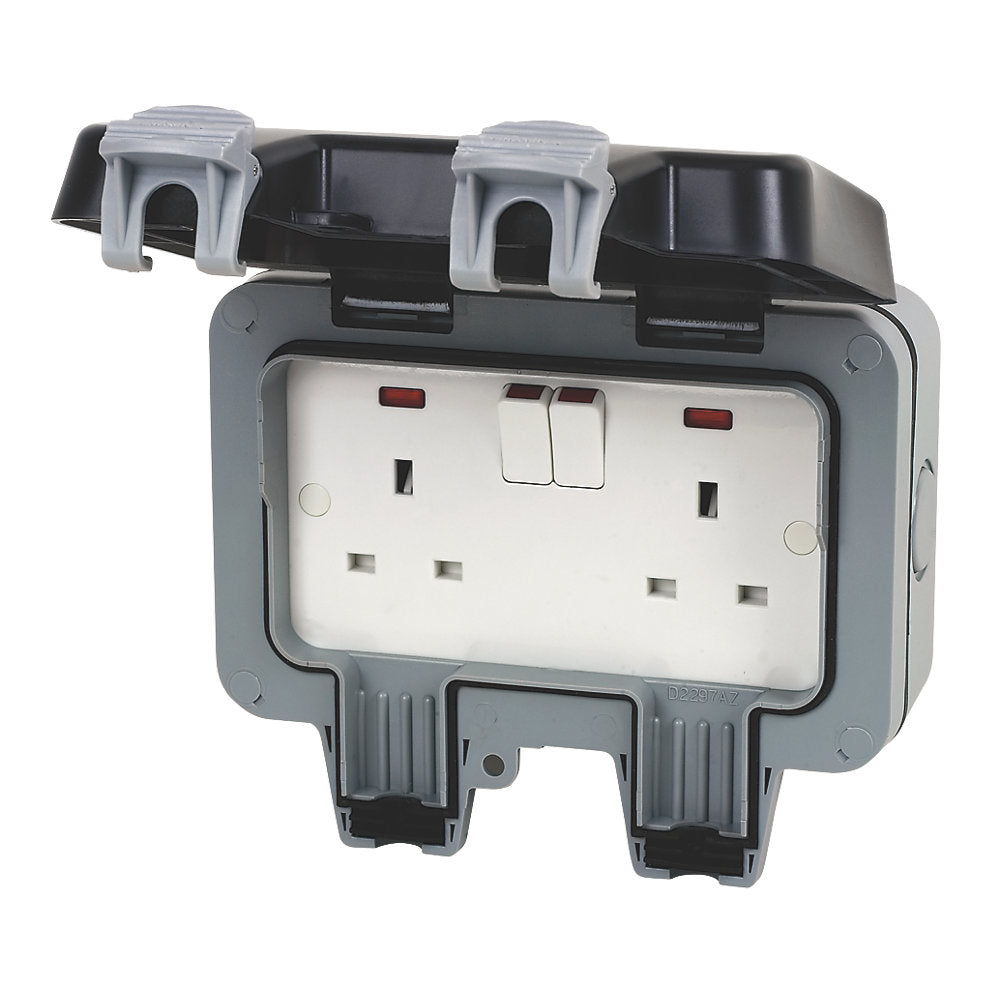 BG Storm Weatherproof 13A 2 Way Gang Switch Socket WP22