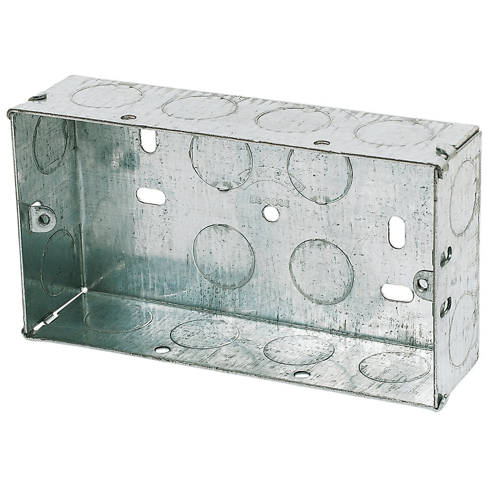 Appleby 2 Gang Adjustable Lug Flush Steel Installation back Box 35mm ...
